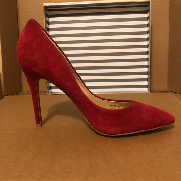 Shoes | Fiery Red Suede Heel | Poshmark